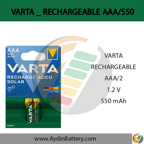 باتری نیم قلمی قابل شارژ وارتا VARTA-RECHARGEBLE ACCU AAA2 550 mAh ...